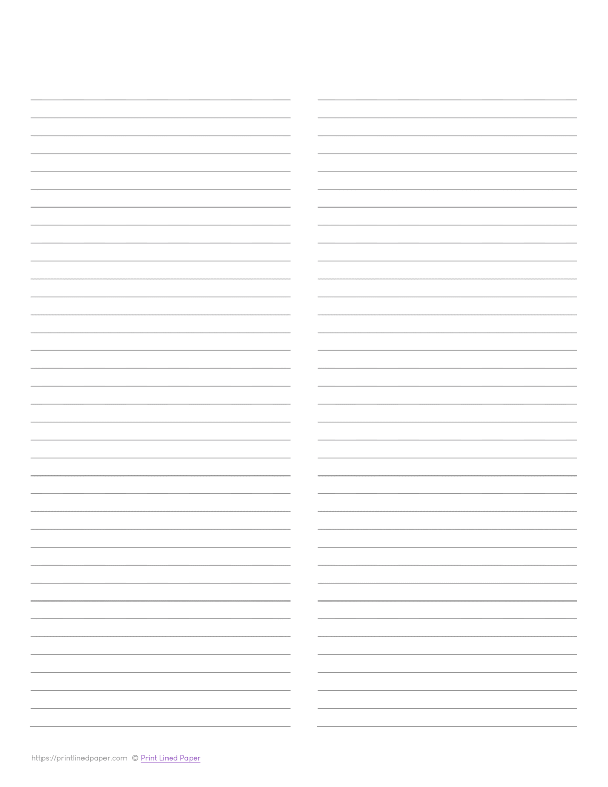 Narrow Ruled 0.25 Inch – No Vertical Lined Paper Printable
