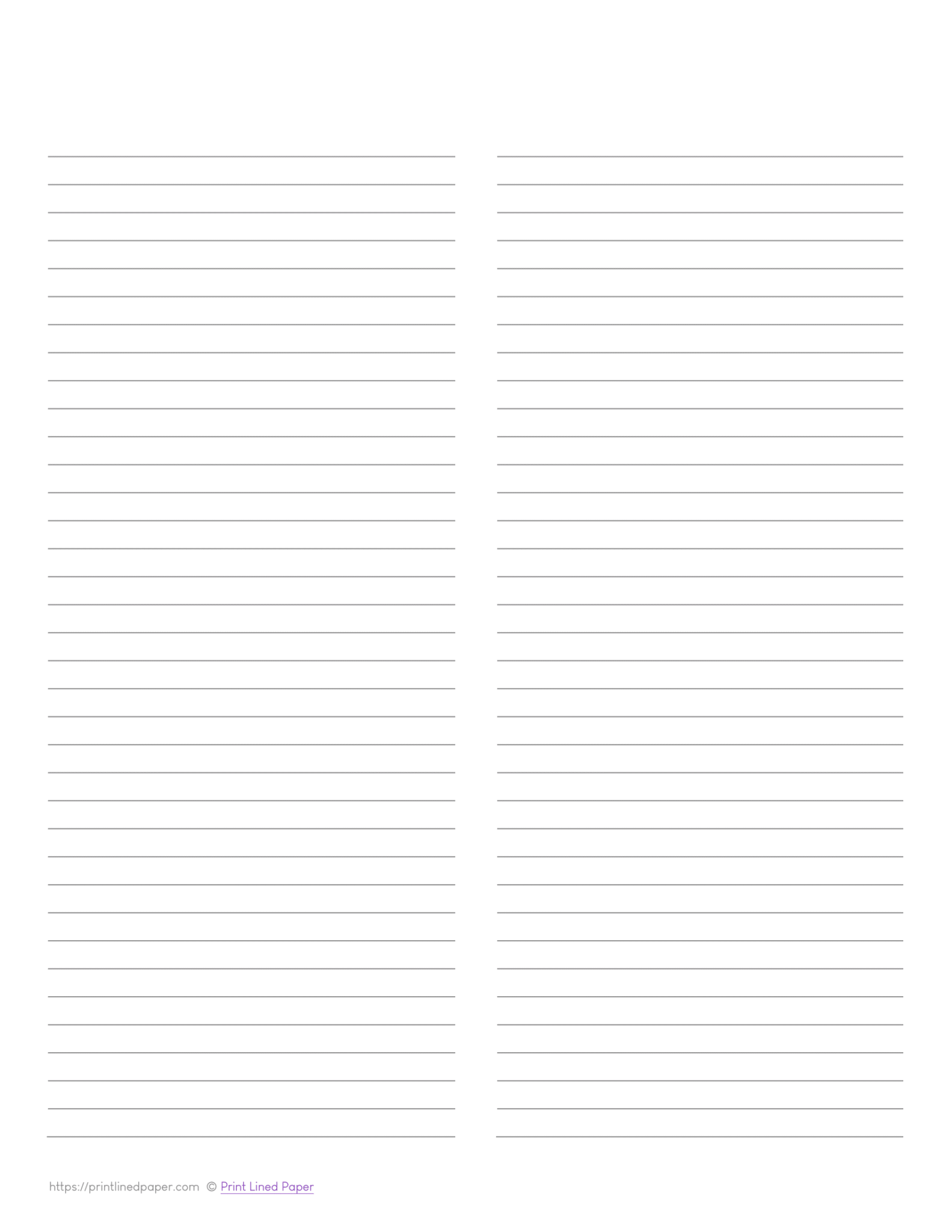Narrow Ruled 0.25 Inch – No Vertical Lined Paper Printable